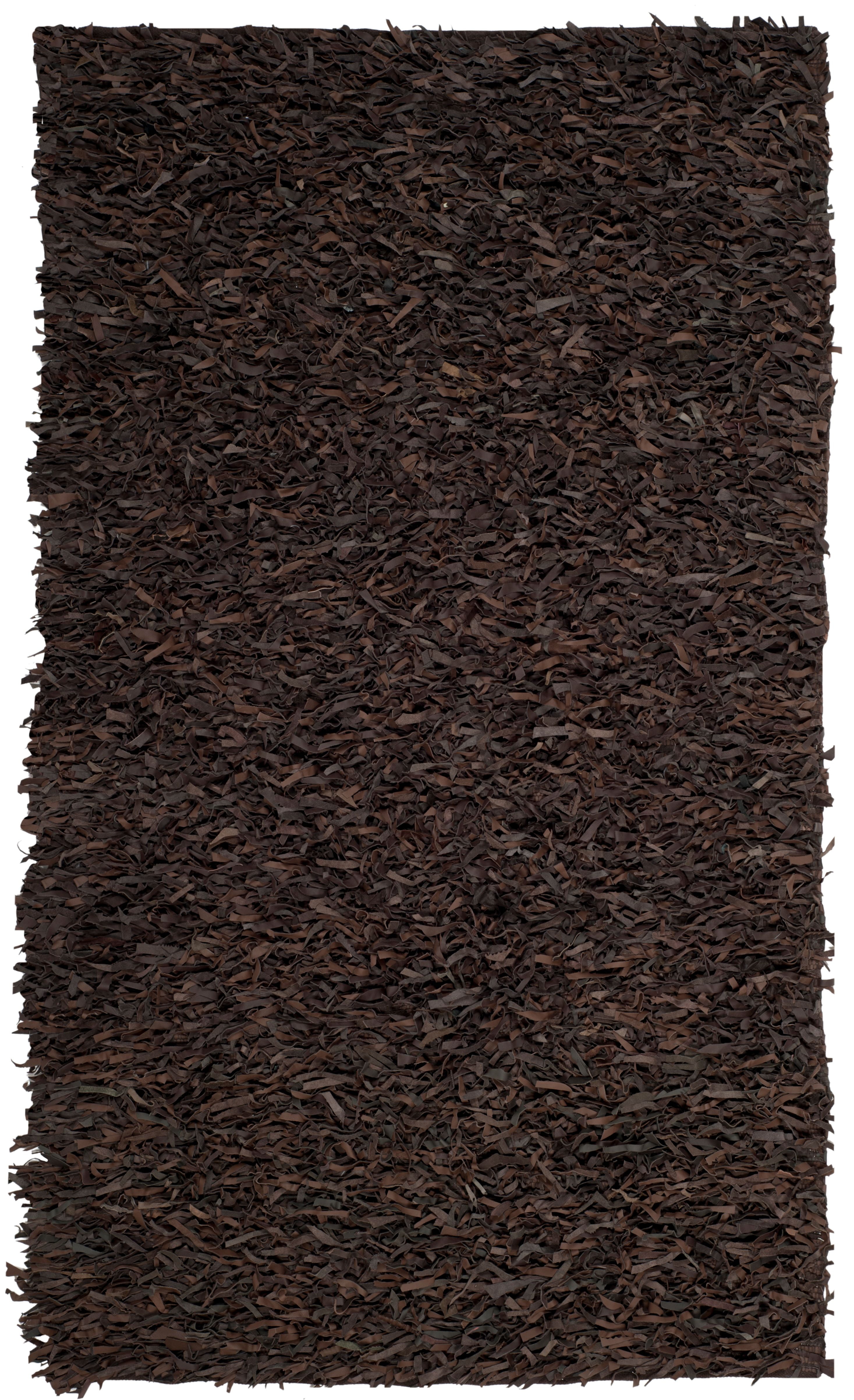 SAFAVIEH Leather Shag Dimitri Solid Area Rug, Dark Brown, 5' x 8 ...