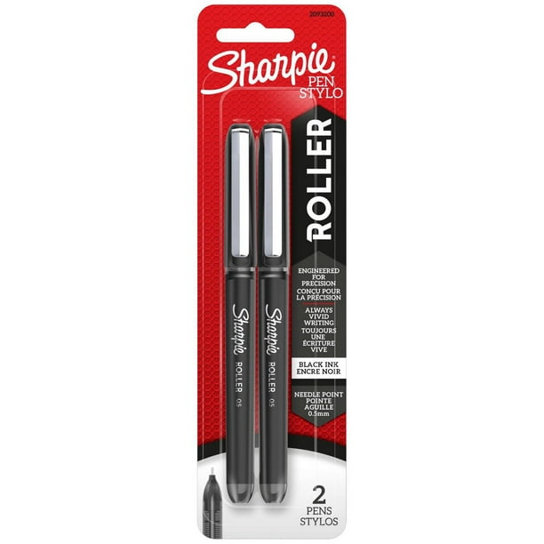 Sharpie Rollerball Pen, Needle Point (0.5 mm) Precision Pen, Black Ink ...