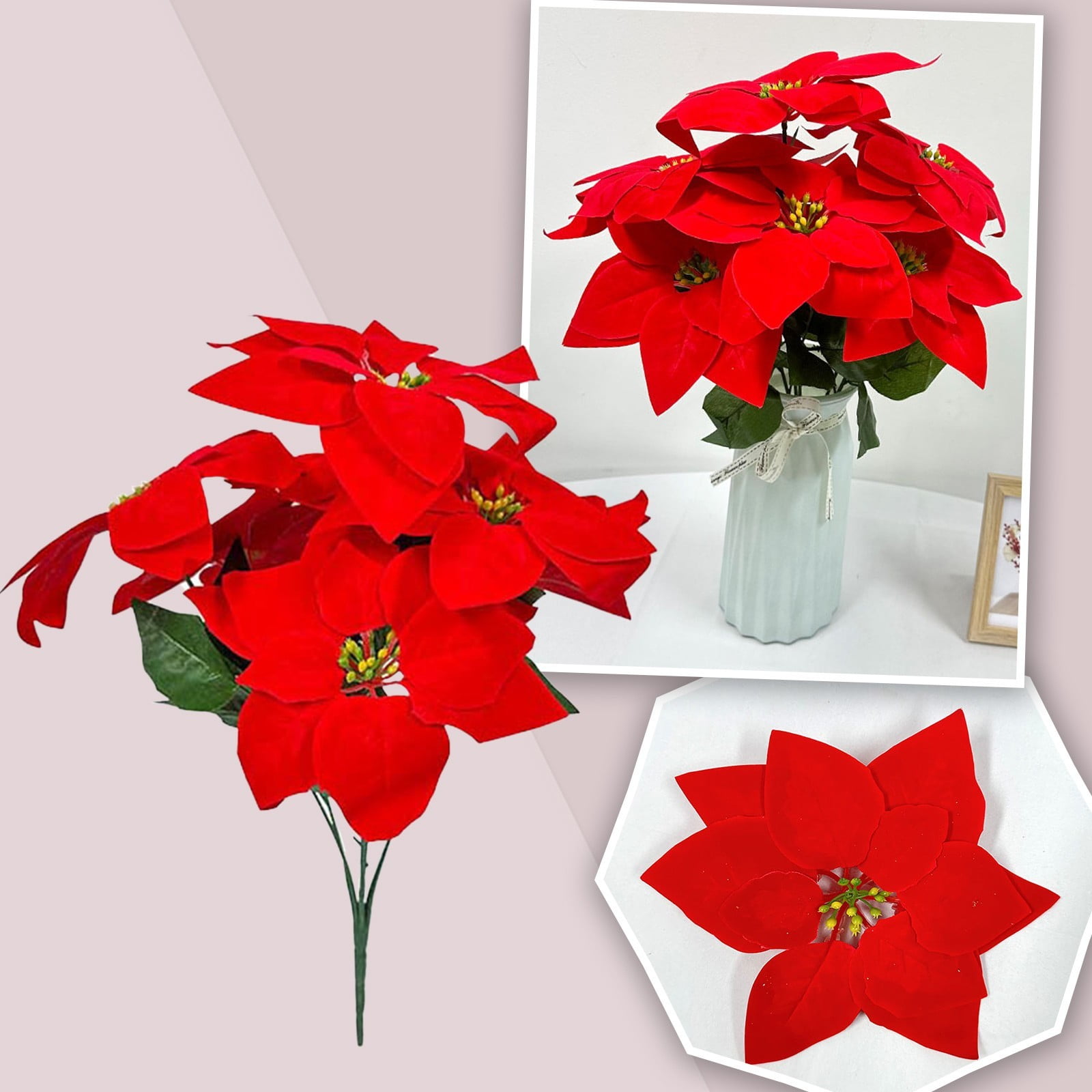 Click here for Vivavault Christmas Flowers Velvet Floral Bouquet... prices