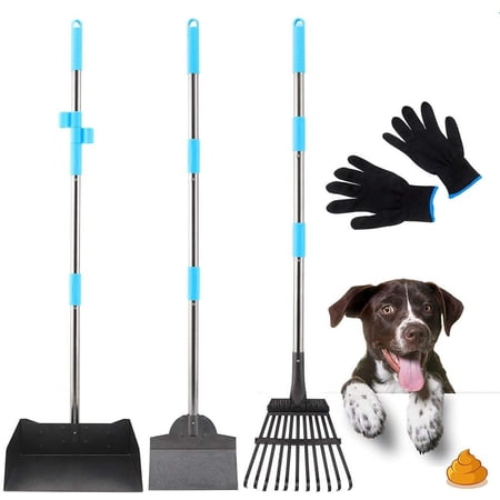 IGUOHAO Dog Pooper Scooper 3 Pack, Detachable Long Handle Metal Rake ...