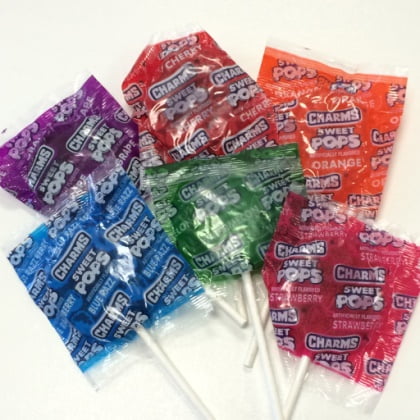 Charms Sweet Pops, Flat Lollipop Fruit Flavored Candy, 2Lbs - Walmart ...