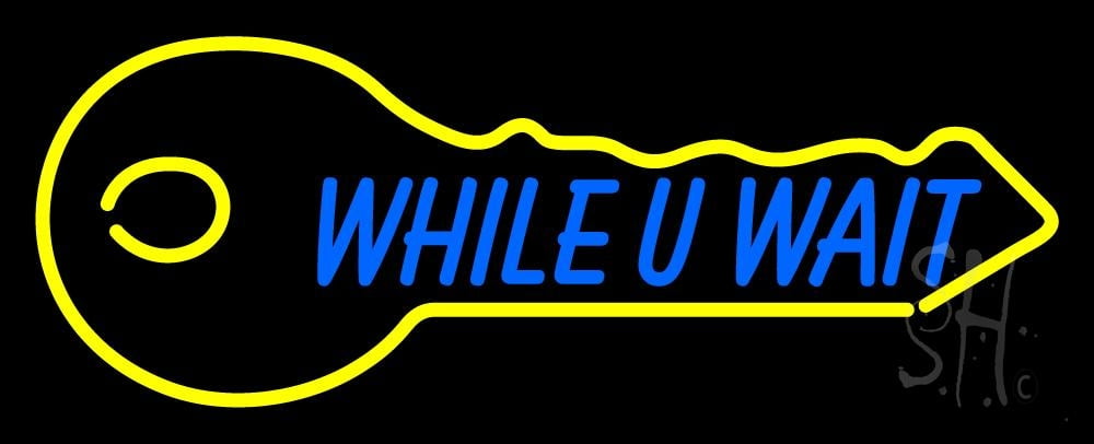 While You Wait Key Logo 1 LED Neon Sign 13" Tall x 32" Wide - inches ...