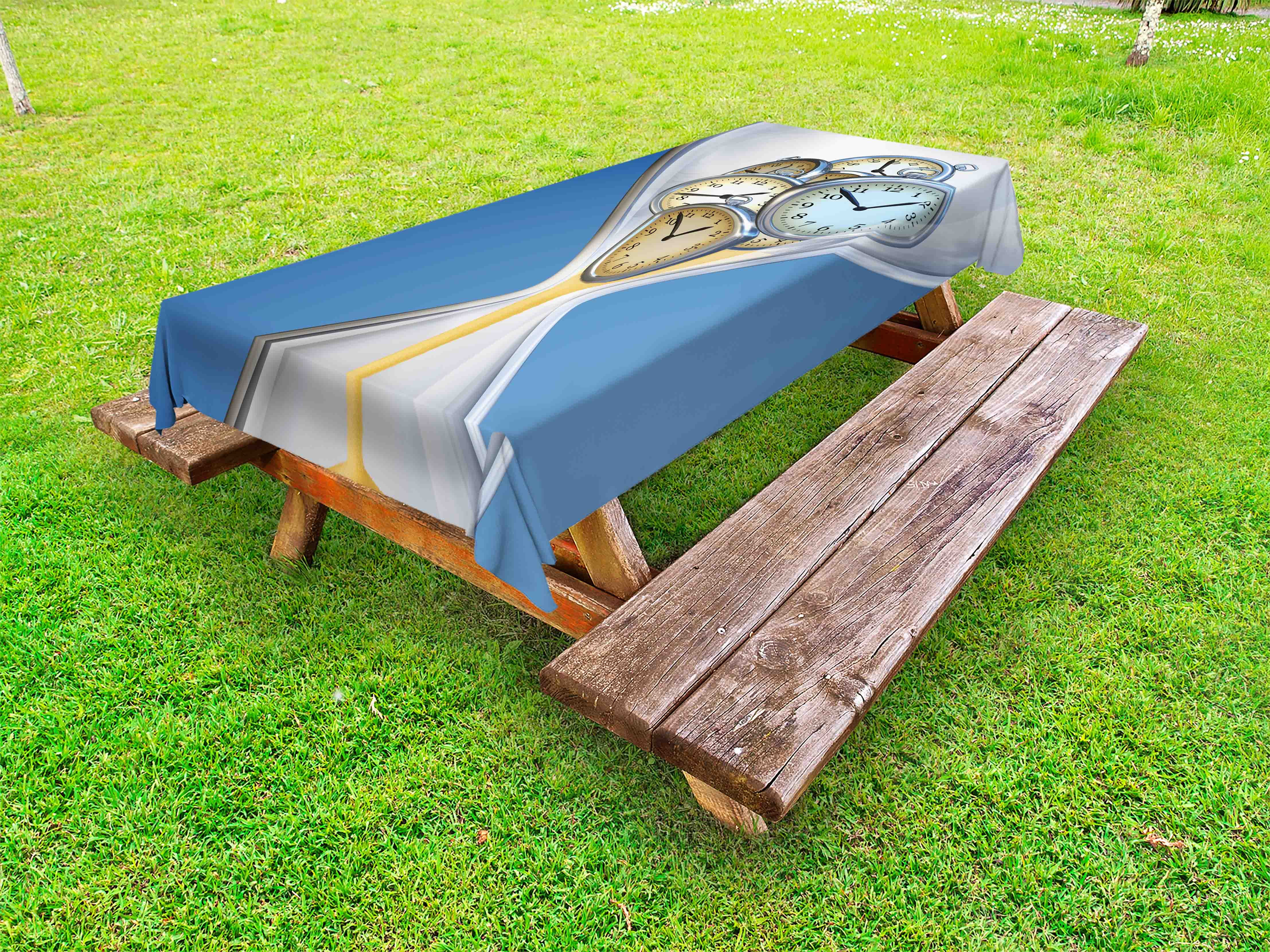 Clock Outdoor Tablecloth, Hourglass Time Clocks with Sand Pattern for ...