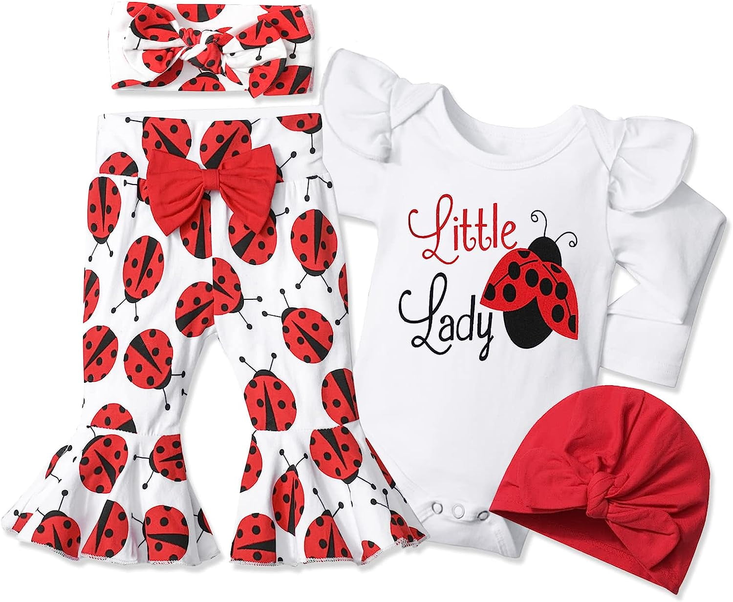 Baby Girl Clothes,4pcs Newborn Girl Outfits Ruffle Romper Baby Bell ...