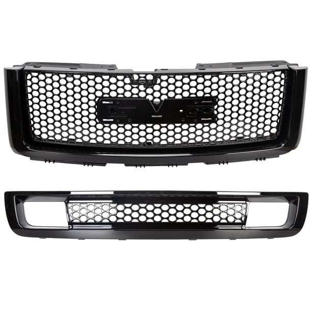 Kojem Black Center Front Bumper Upper Grille + Lower Grill Guards for ...
