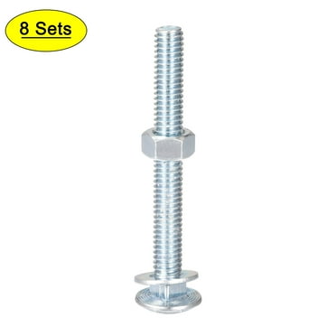 6 Set Carriage Bolts and Nuts Kit, 3/8"-16x3" Carbon Steel Round Head ...