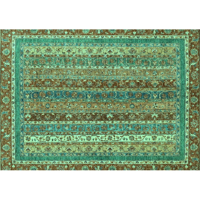 Ahgly Company Machine Washable Indoor Rectangle Abstract Turquoise Blue ...