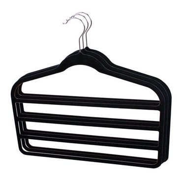 Wooden 6 Tier Pant Hanger with Black Velvet Non-Slip Bars, Wood Bottom ...