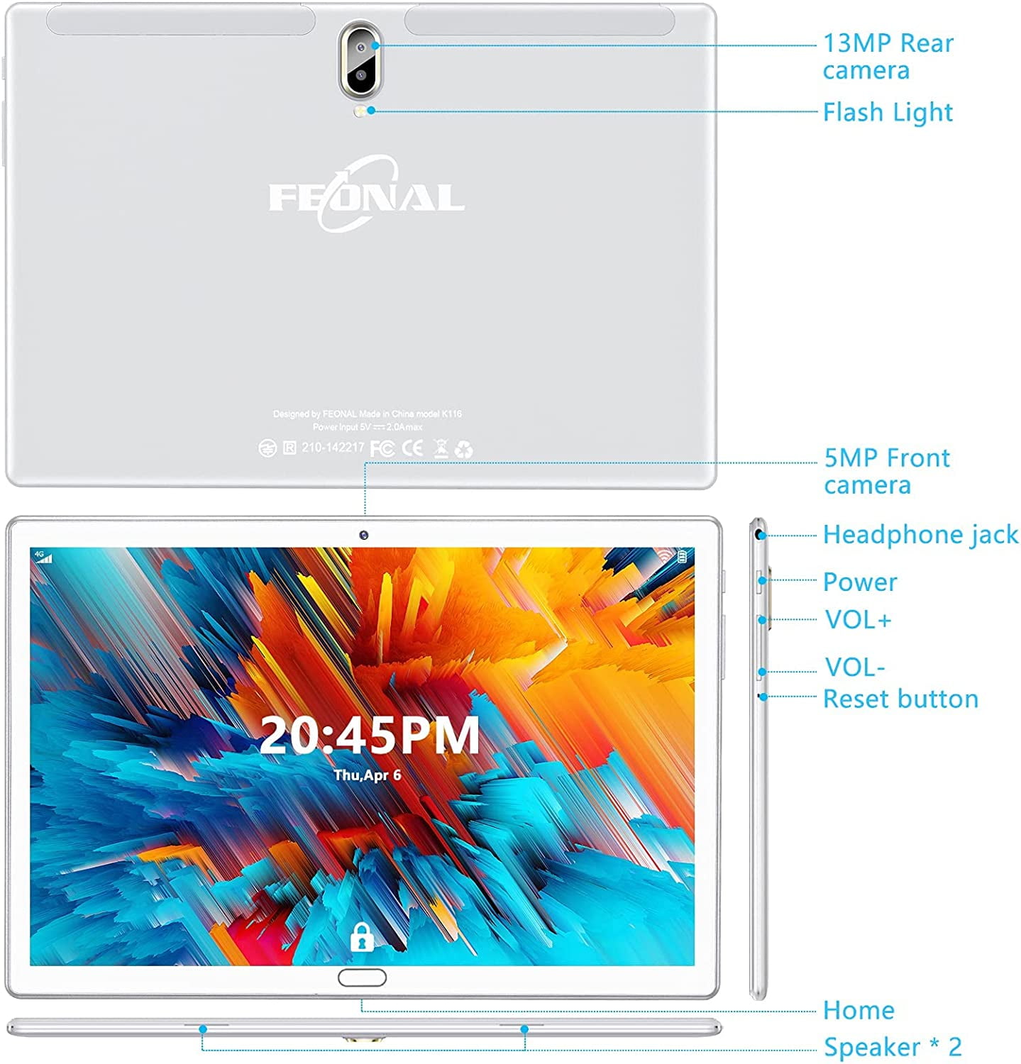 Buy Feonal Android 11 Tablet, 2 in 1 Tablet 10.1 inch, 4G Cellular ...