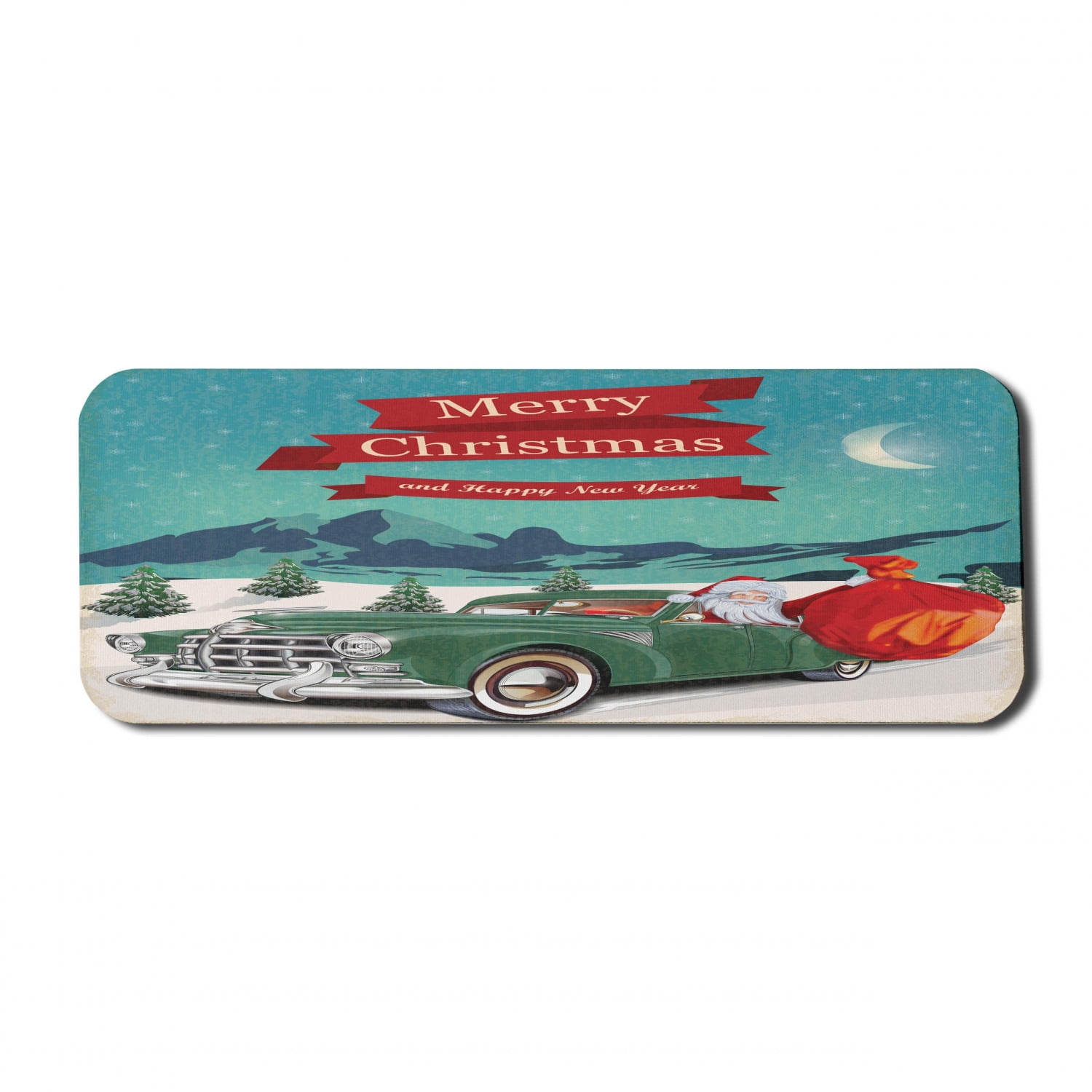 Christmas Computer Mouse Pad, Santa Claus in a Classic Car with Bag of ...