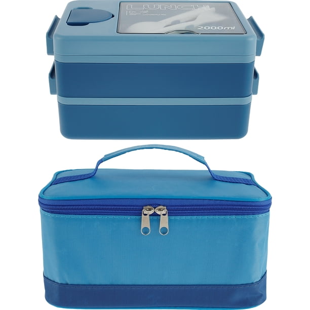 2 Layer Bento Box with Compartment 2000ML Bento Lunch Box Washable ...