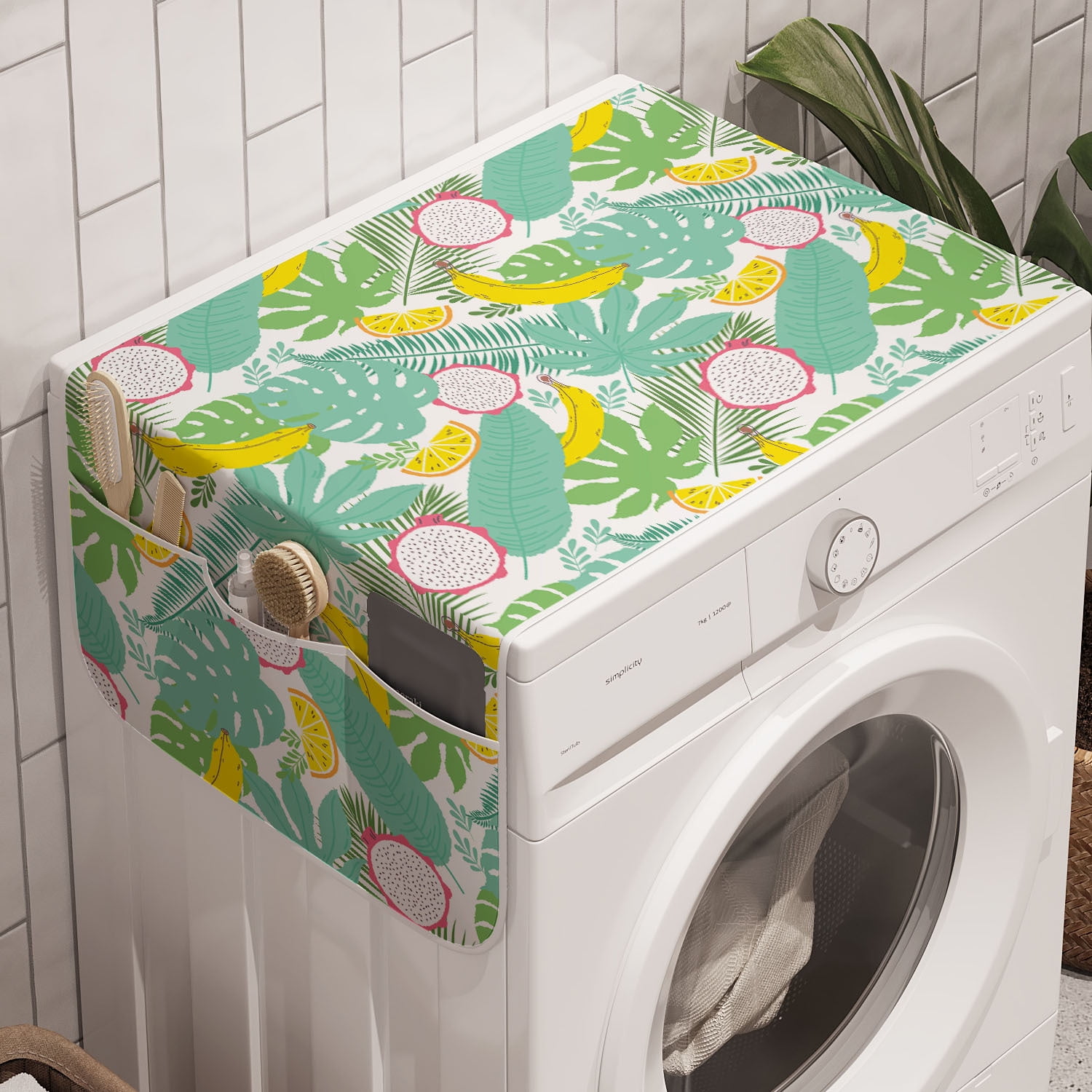 Tropical Washing Machine Organizer, Monstera Banana Leaf Dragon Fruit ...