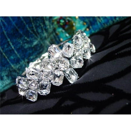 Rhinestone Cuff with Rectangle Icy Design Hinges & Stones, Clear ...