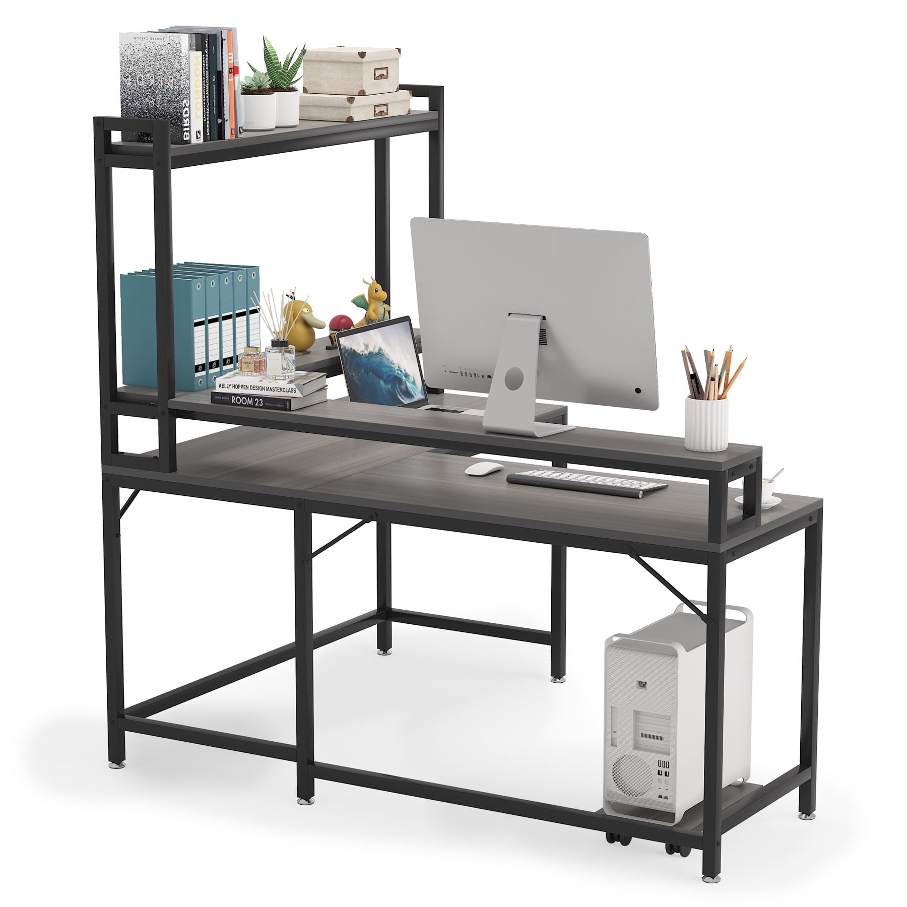 Buy ribesigns L Shaped Desk with Hutch and Monitor Stand, Corner ...