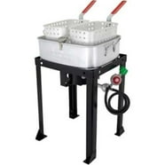 Loco Cookers Outdoor Double Burner Propane Fry Cart with Deep Fryer and ...