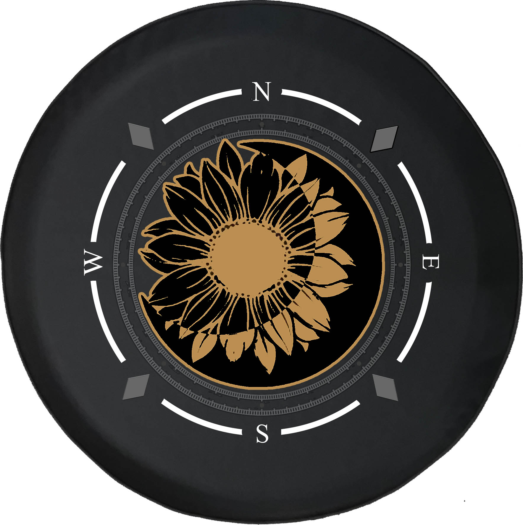 Spare Tire Cover Compass Moon Sunflower Flower Wheel Covers Fit for SUV ...
