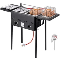 KFFKFF Outdoor Propane Deep Fryer, Dual-Tank 16QT x 2 Large Capacity ...