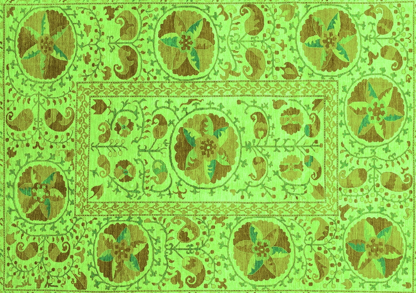 Ahgly Company Indoor Rectangle Abstract Green Modern Area Rugs, 2' x 3 ...