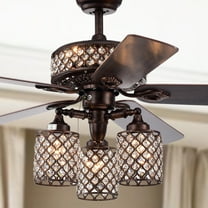 Gliska 52-Inch 5-Blade Rustic Bronze Lighted Ceiling Fans with Crystal ...