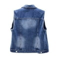 Ym Youmu Womens Beading Pearls Sleeveless Denim Vest Jean Jacket Coat