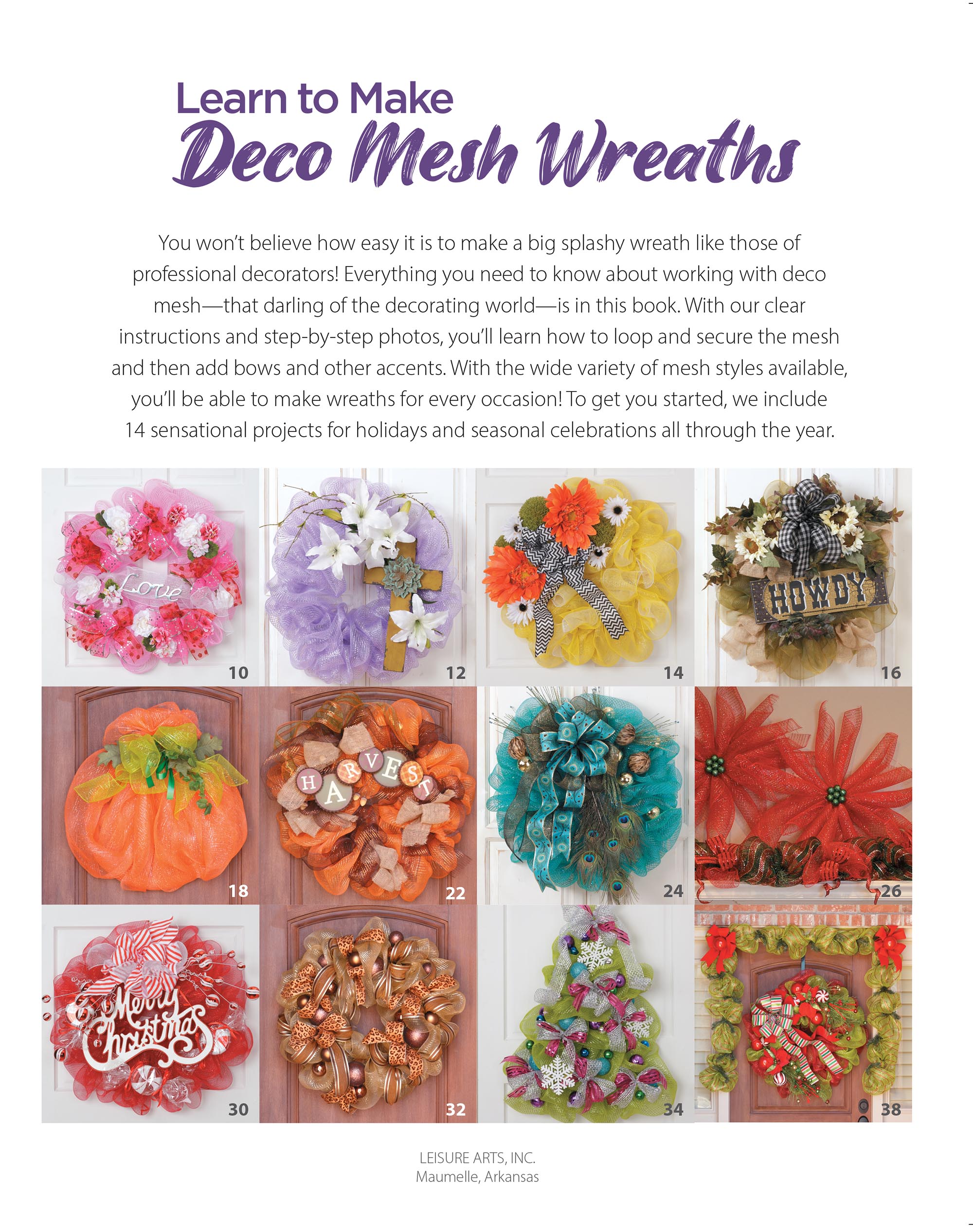 Leisure Arts Learn To Make 12 Deco Mesh Wreaths Crafting Book - Walmart.com