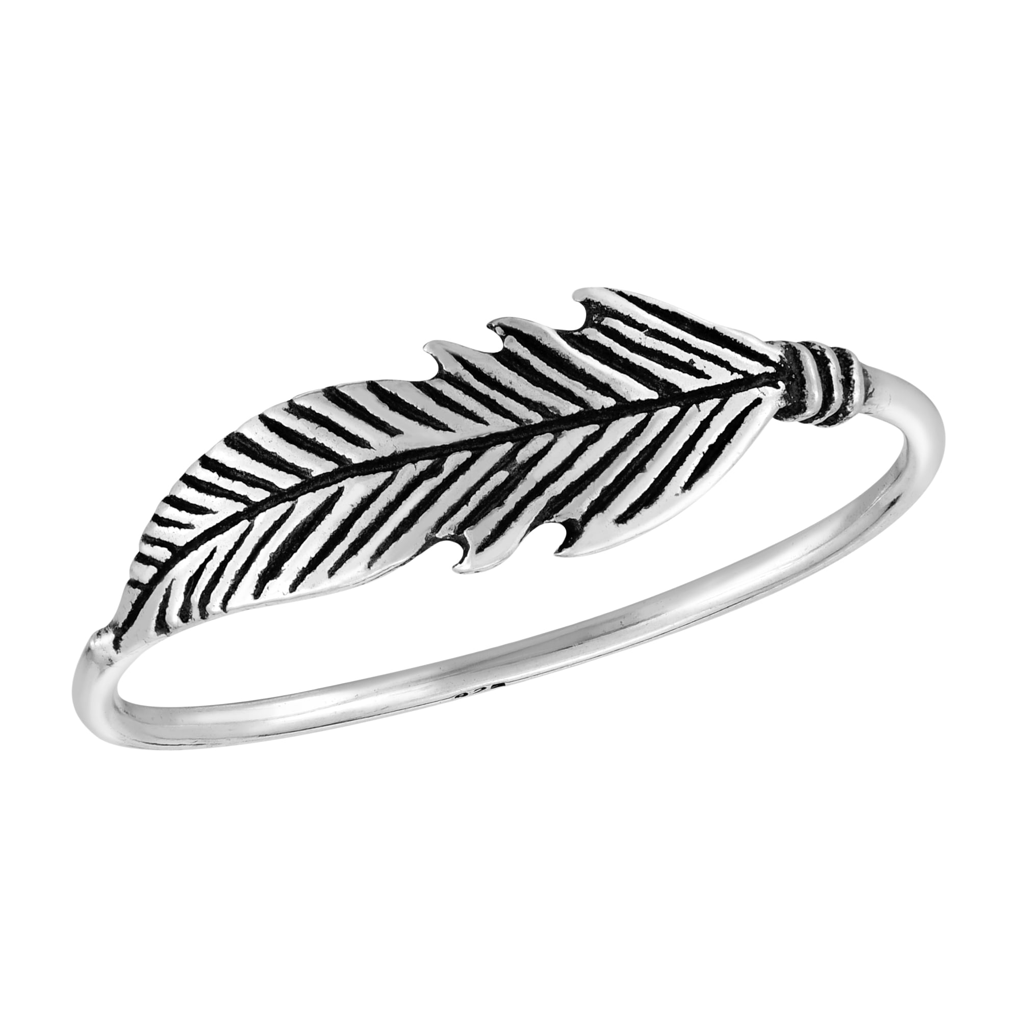 Heavenly Flight Vintage Feather Leaf .925 Sterling Silver Band Ring -7 ...