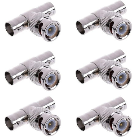 BNC Splitter (6 Pack) BNC Male Connector to BNC Double Female (T-Shape ...