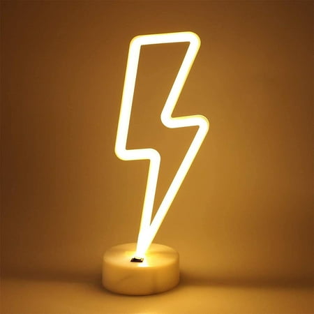 Neon Signs Lightning Bolt Light, Battery Operated & USB Powered, Light ...