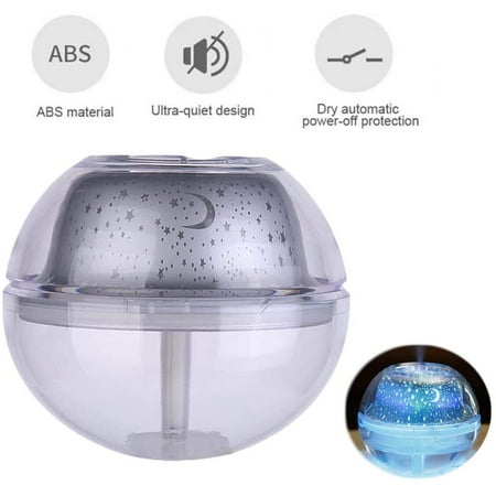 Humidifier, 500ml USB Crystal Night Light Projector Desktop Ultrasonic ...