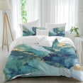 4 Piece Duvet Cover Set Cal king, Modern Turquoise Marble Stone Soft ...