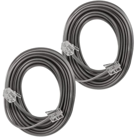 Power Gear Telephone Line Cord, 2 Pack, 15 Feet, Phone Cord, Modular ...