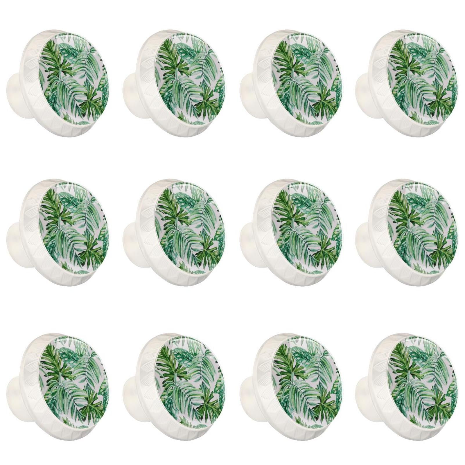 12 Pcs Tropical Green Leaf Knobs for Kitchen Cabinet Cupboard Dresser ...
