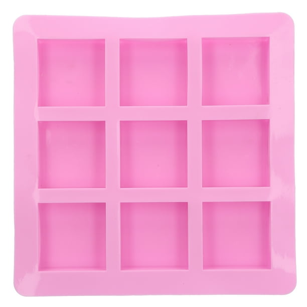 Pink 9-Grids Rectangular Organic Silicone Hand-Made Soap Mold Kitchen ...