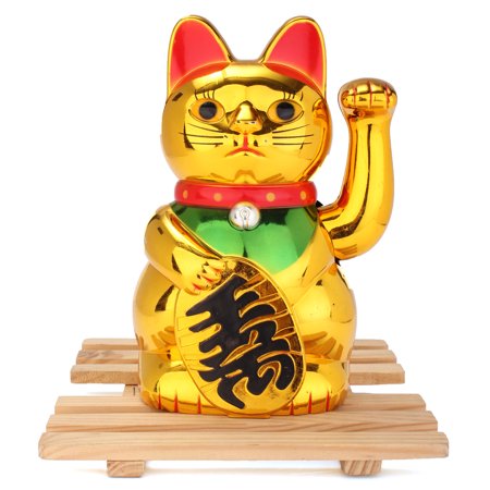 8.28in x 4.45in x 4.45in Beckoning Lucky Gold Cats Figure with Waving ...
