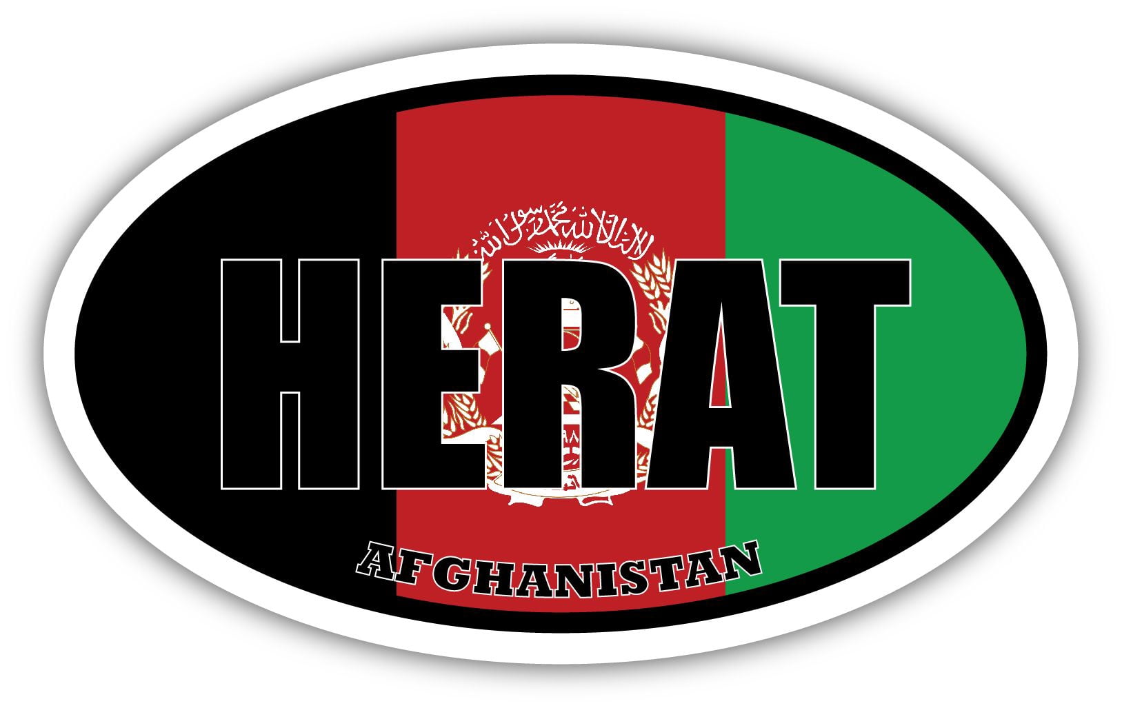 Herat Afghanistan Flag Oval Decal Vinyl Bumper Sticker 3x5 inches ...