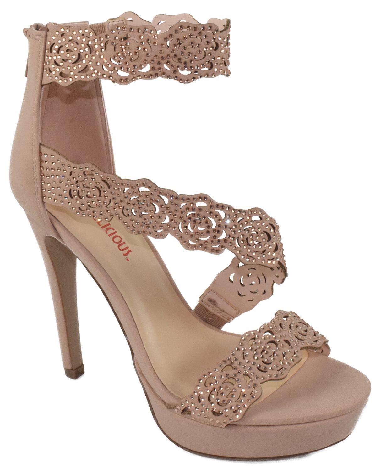 Red Delicious Shoes Women Ankle Strap Back Zipper Stiletto High Heel ...