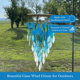 Blue Handworks Glass Wind Chime Deluxe Ocean Waterfall Wind Chimes for ...
