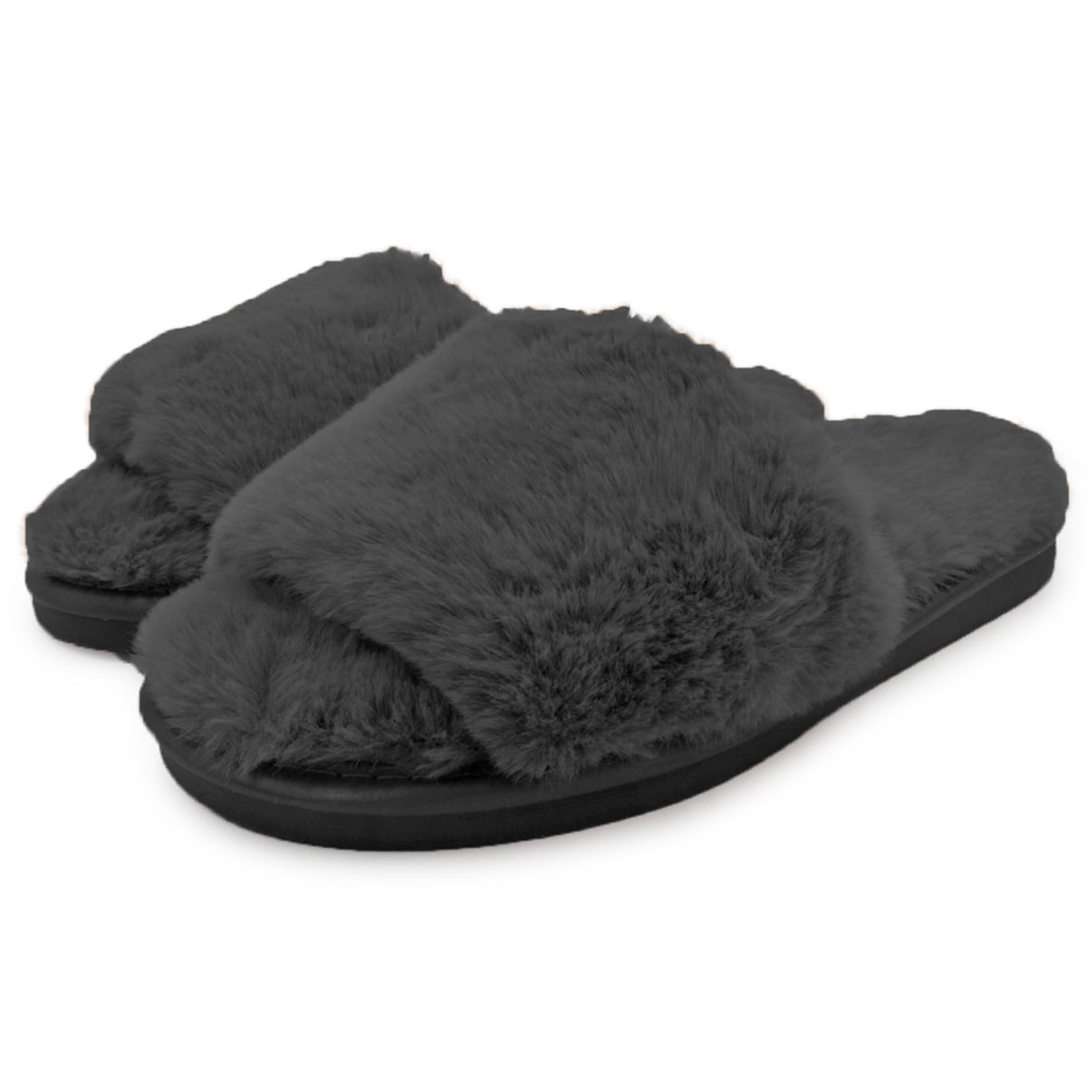 LAVRA Womens Fuzzy Slides Faux Fur Slippers Sandals - Walmart.com