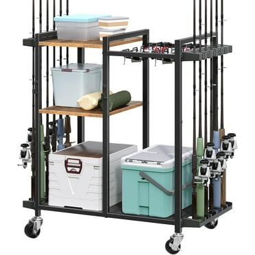 Rush Creek Creations 14 Fishing Rod Rack with 4 Utility Box Storage ...