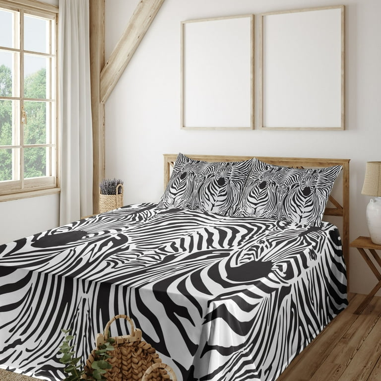 Queen Size Bedding With Matching Zebra Print Wallpaper Border Levtex