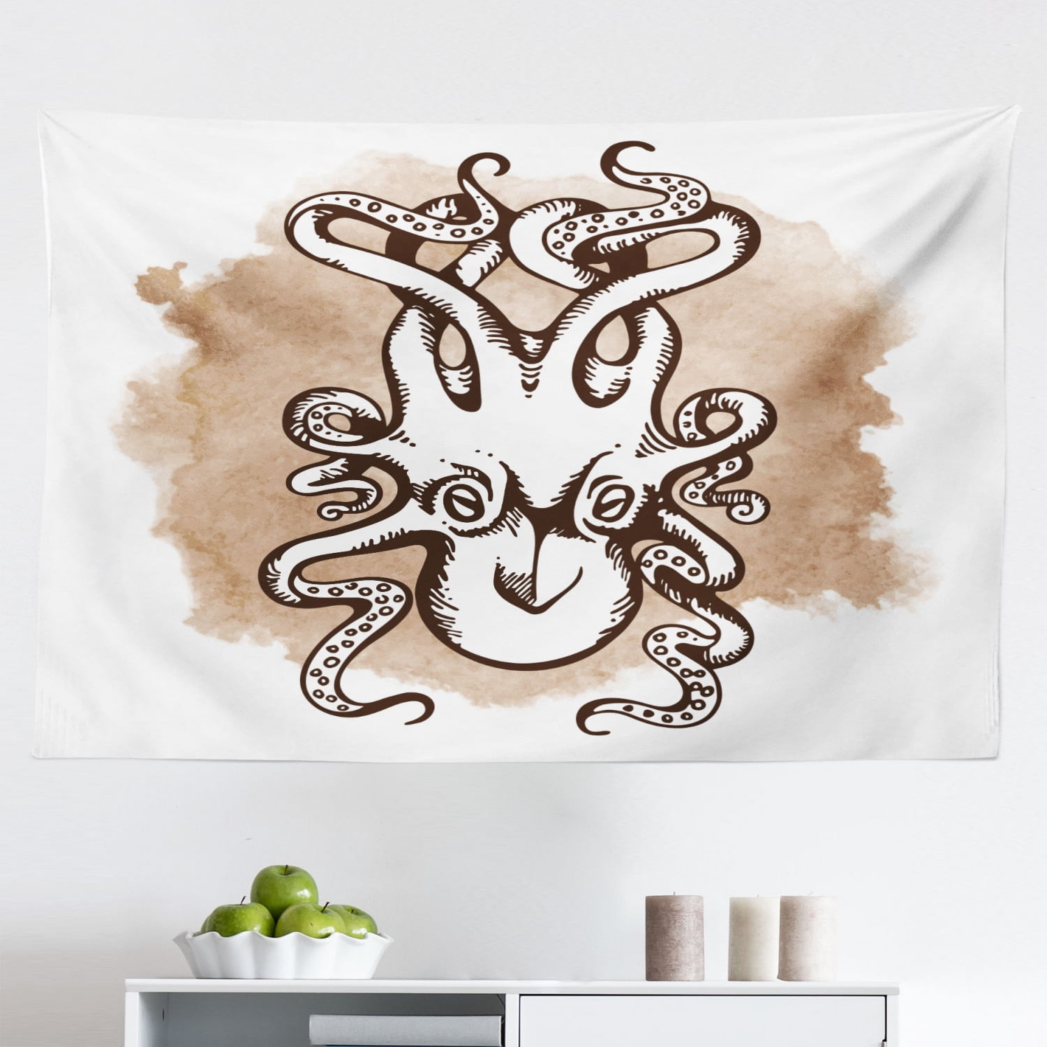 Moose Tapestry, Deer with Scarf and Rainbow Retro Antler Horns Words ...