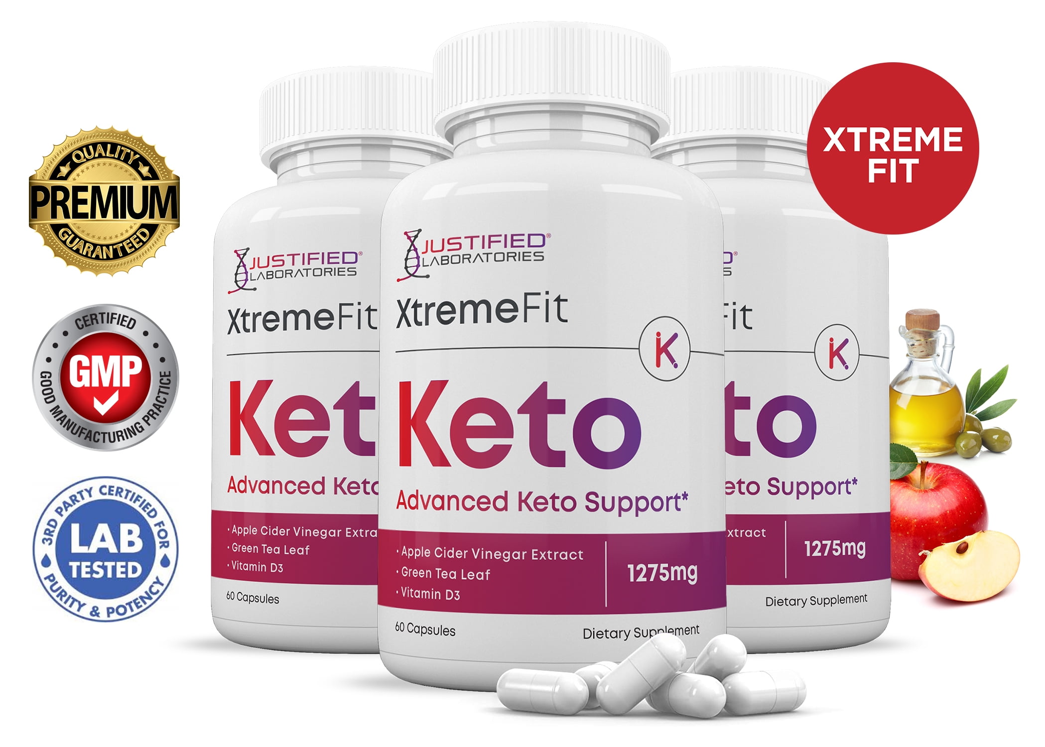 (3 Pack) Xtreme Fit Keto ACV Pills 1275mg Alternative to Gummies ...