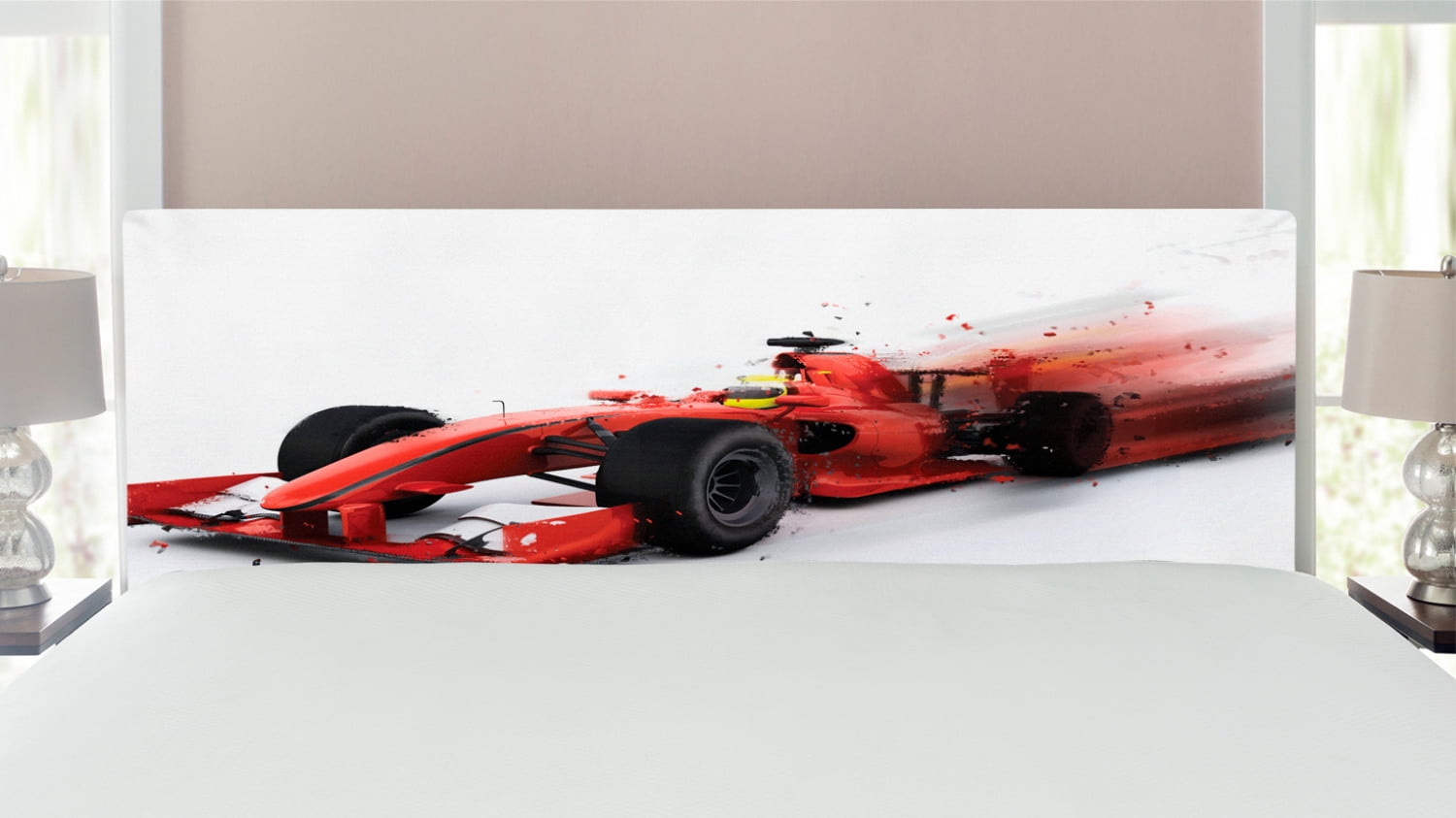 Cars Headboard, Generic Formula Racing Car Illustration with Special ...