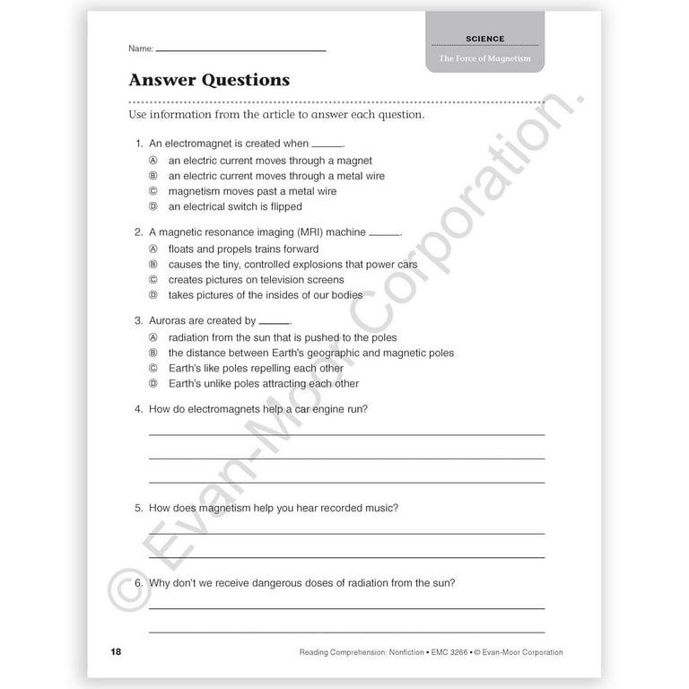 Nonfiction Reading Practice Grade 6 Evanmoor Evan Moor Reading