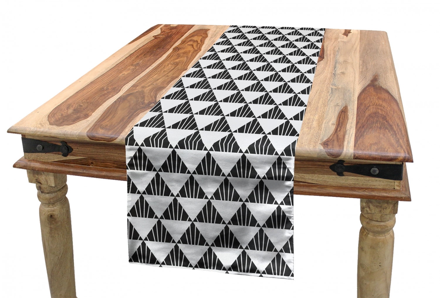 Abstract Table Runner, Art Deco Inspired Triangles Stripes Motif ...