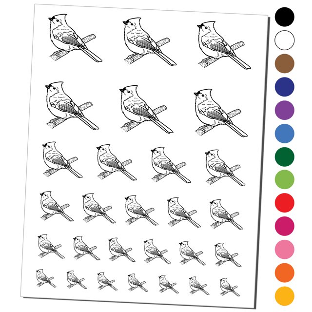 Perky Tufted Titmouse Bird Water Resistant Temporary Tattoo Set Fake ...