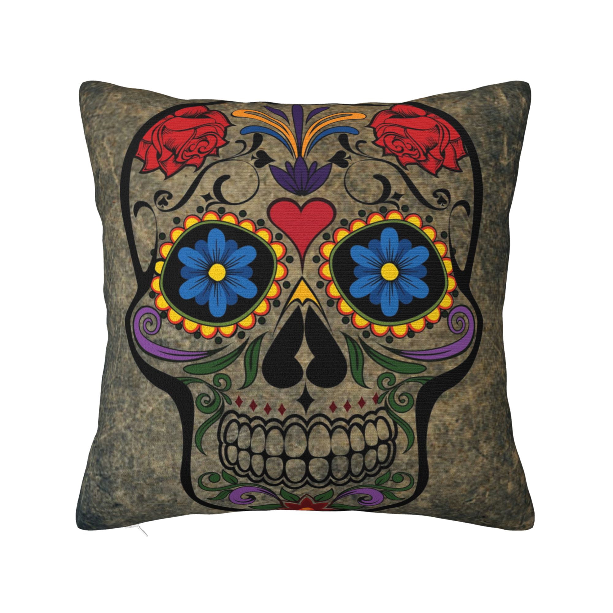 ZICANCN Flower Skull Death Skeleton Decorative Throw Pillow Covers, Bed ...