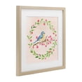 Spring Bird Wreath Perch Birch Framed Print Under Glass, design by ...