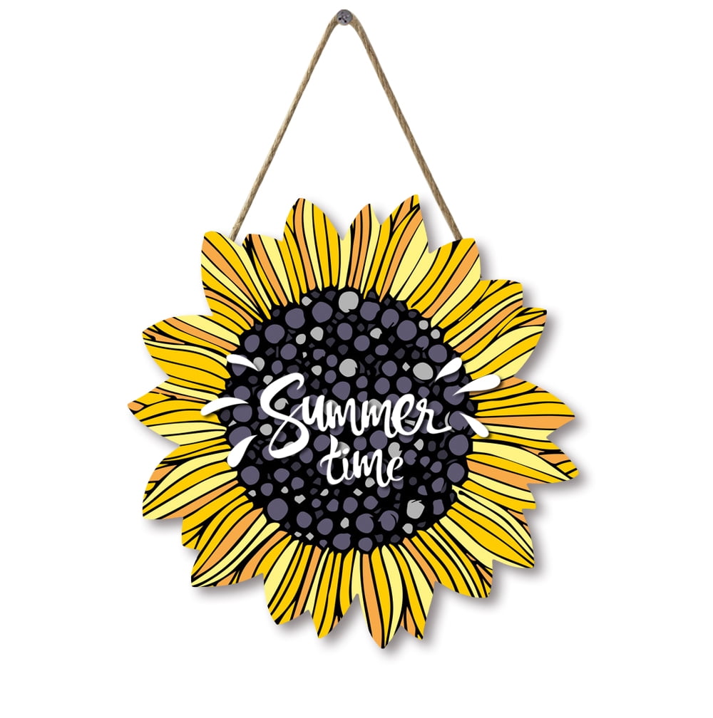 Sunflower Summer Time Wood Door Hanger 12 Inch Large Wooden Flower Sign ...