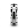 Valor Tungsten Wedding Ring Silver Inlay Black Diamonds Grooved ...